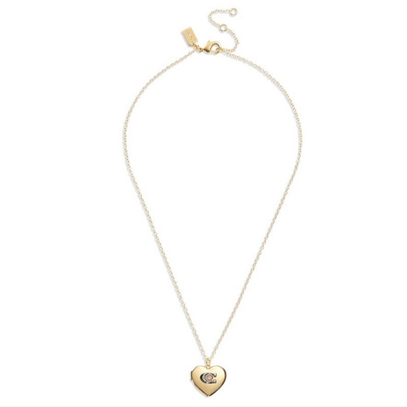 Coach | Jewelry | Coach Womens Signature Heart Locket Necklace | Poshmark